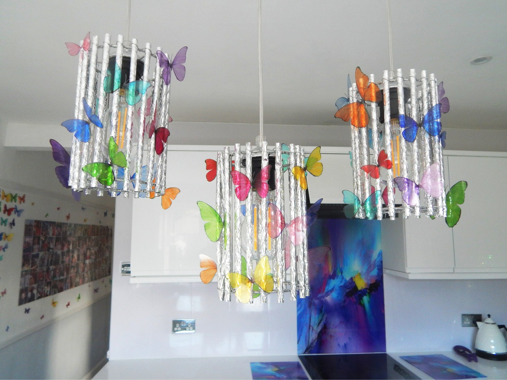 Butterfly wall display, butterfly lamp decor. Butterfly lights, unique ...