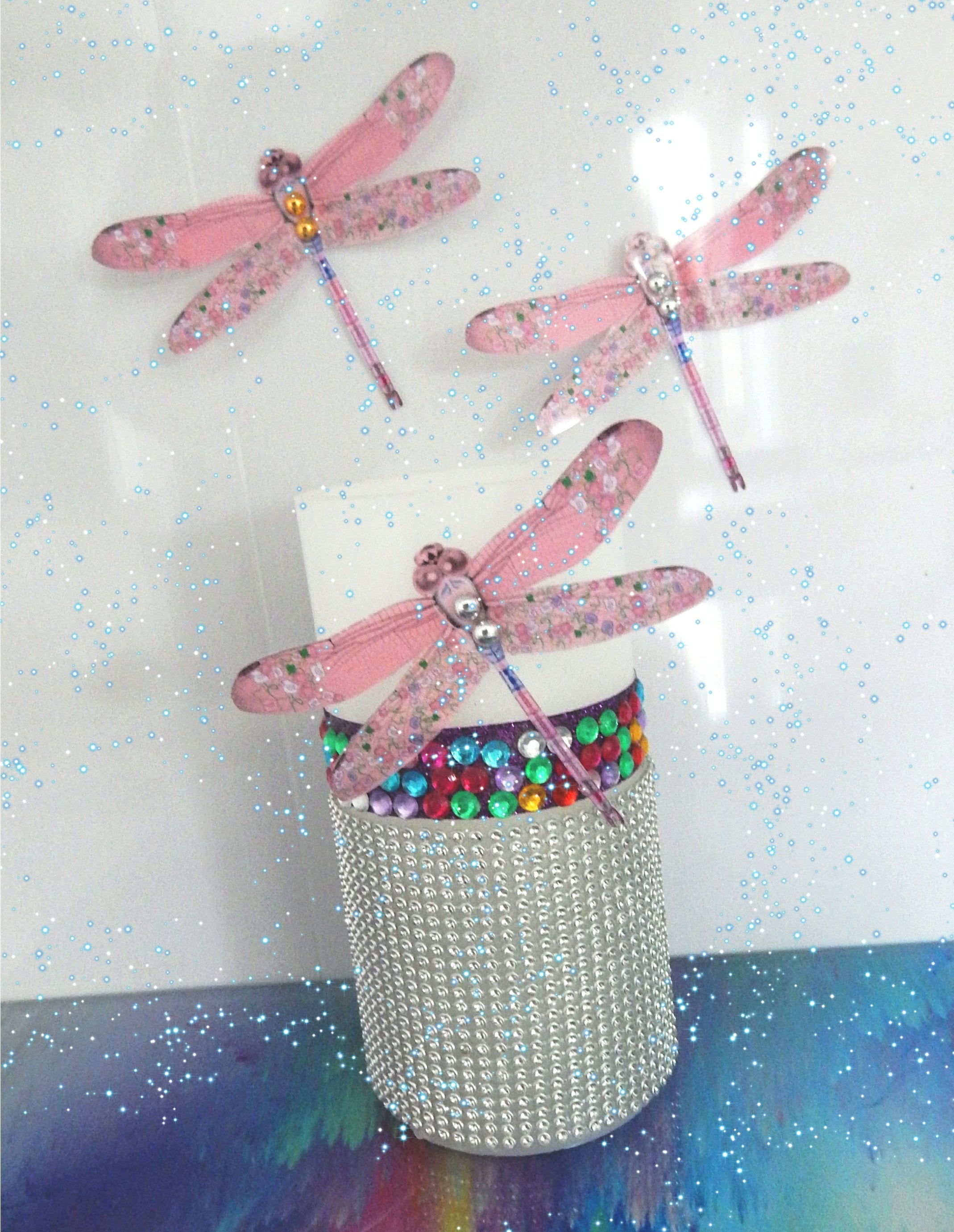 Luxury, pink,handmade 3D Removable Dragonflies. Bedroom, Mirror, windo ...
