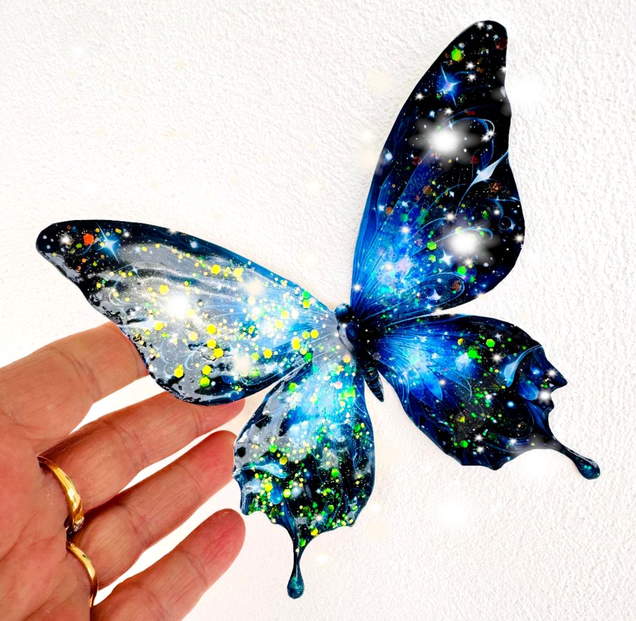 Outdoor Midnight blue Butterflies. Metal outside butterflies.3D fence ...