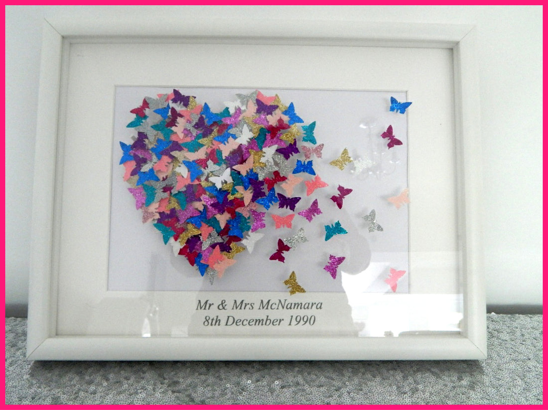 Wedding 3d glitter picture, butterfly heart picture,multi-coloured han ...