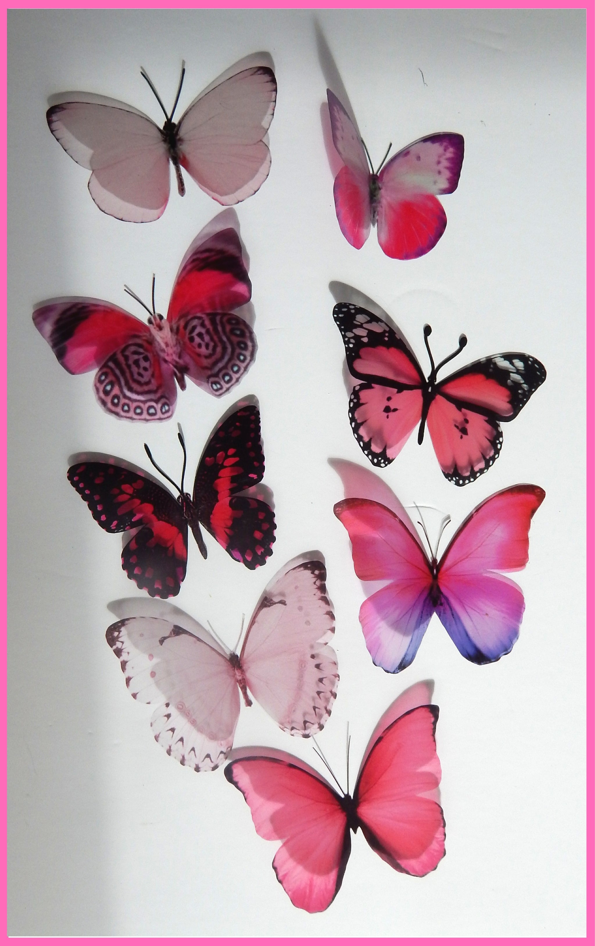 Collection of pink butterflies, 3d butterflies, wall decor, bespoke bu ...