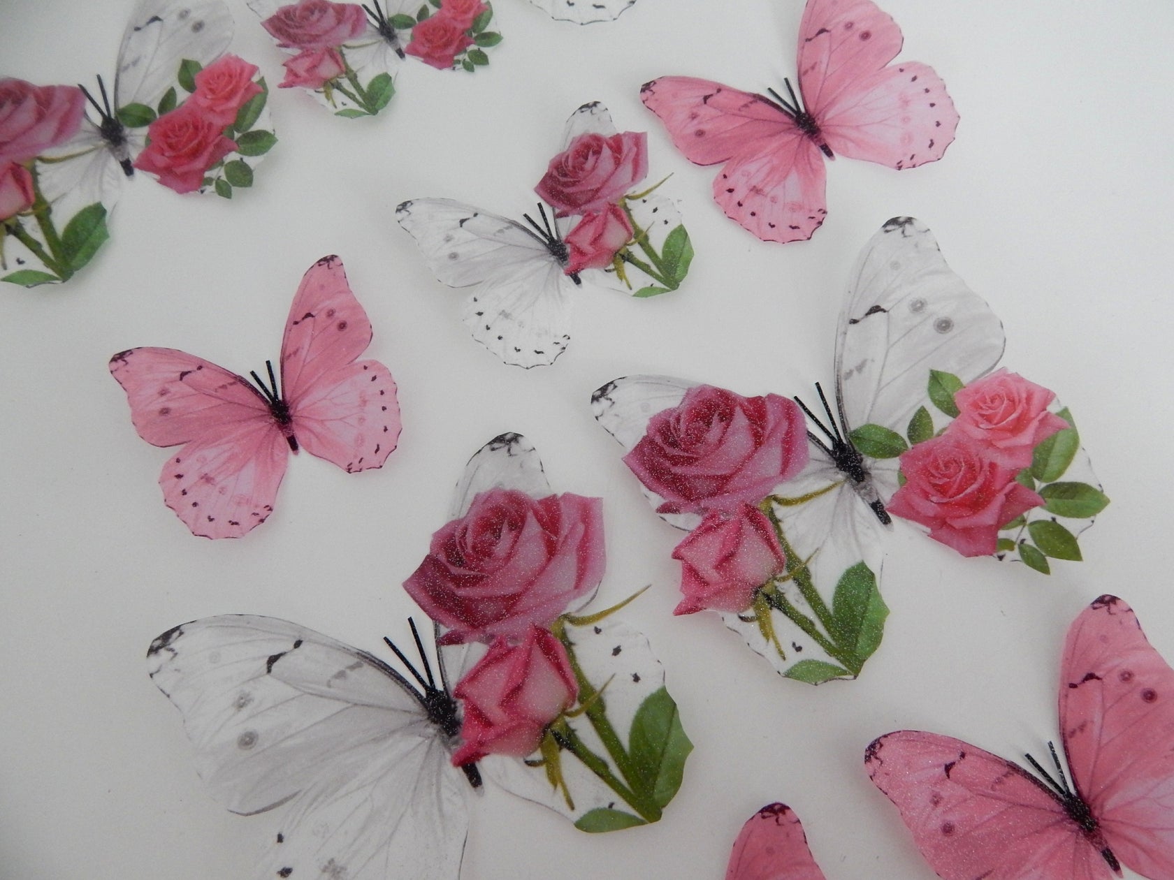 Pink Roses 3D Butterfly stickers Home Accessories Bedroom Furniture Ba ...