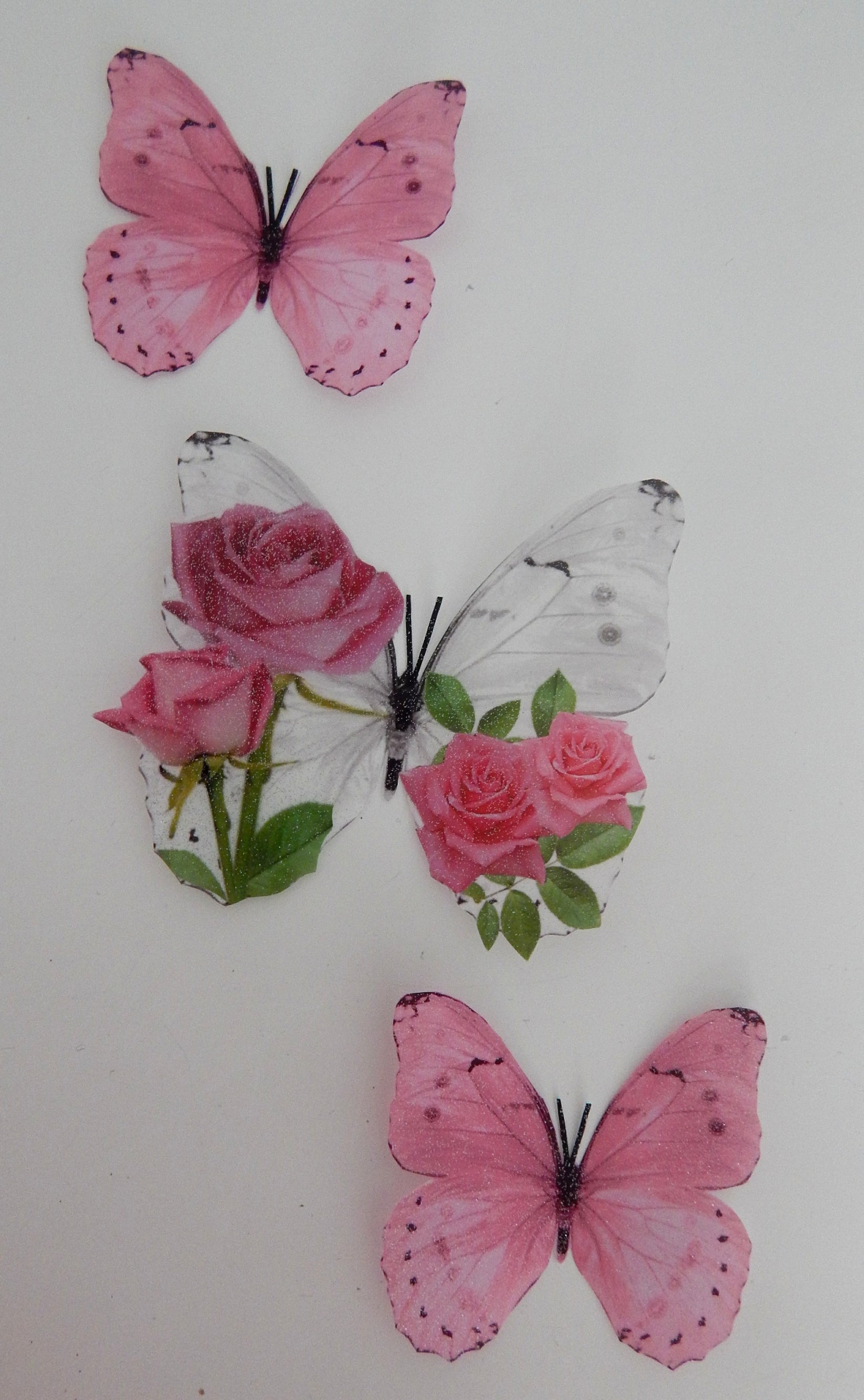 Pink Roses 3D Butterfly stickers Home Accessories Bedroom Furniture Ba ...