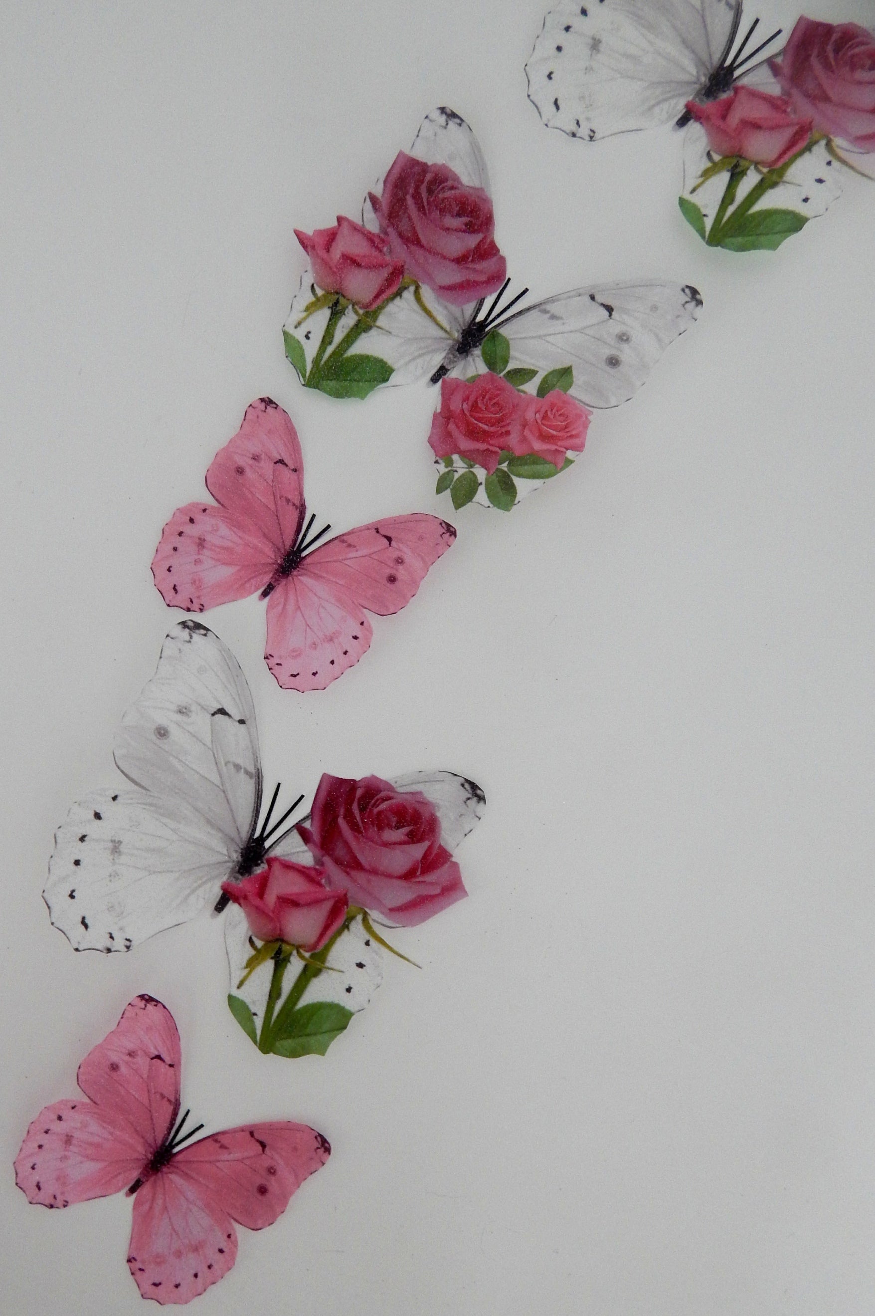 Pink Roses 3D Butterfly stickers Home Accessories Bedroom Furniture Ba ...