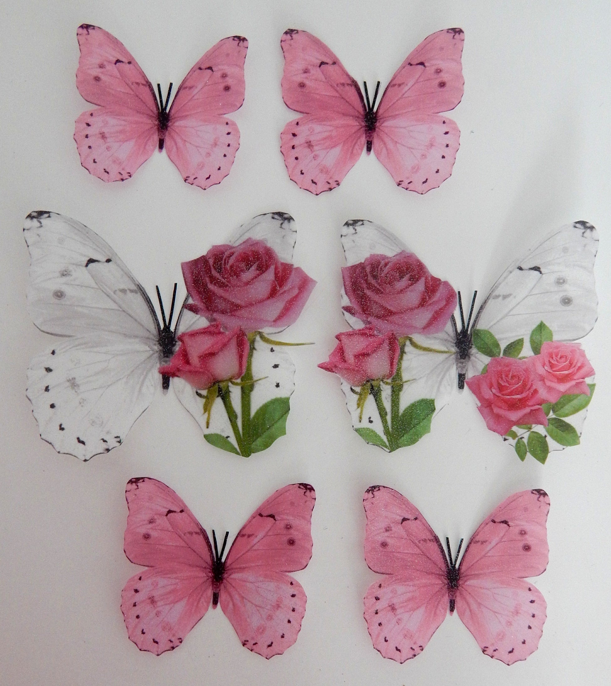 Pink Roses 3D Butterfly stickers Home Accessories Bedroom Furniture Ba ...