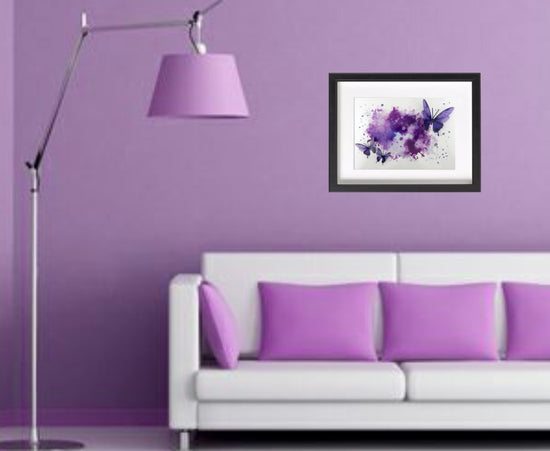 Purple butterflies in a box frame, Purple Floating effect – Flutterframes
