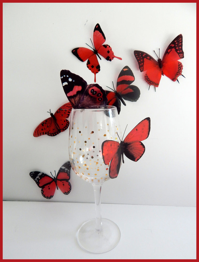 3d butterflies the Red collection, butterfly decor for the wall,conser ...